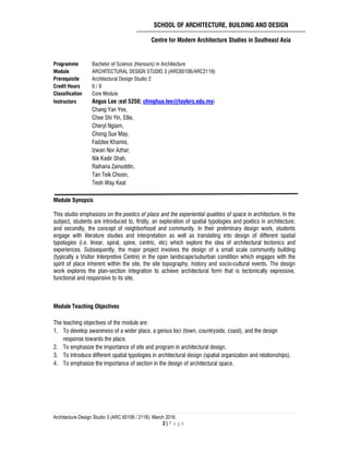 B sc honsarch-architecture-studio-3-arc60106_outline_mar-2016 | PDF