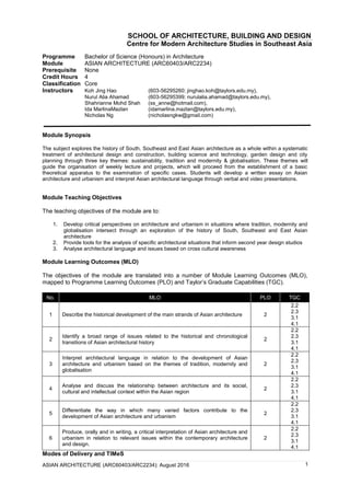 SEM 4 : ASIAN ARCHITECTURE MODULE OUTLINE | PDF