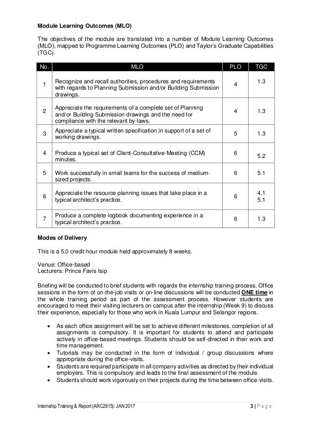 SEMESTER 4.5 : INTERNSHIP MODULE OUTLINE