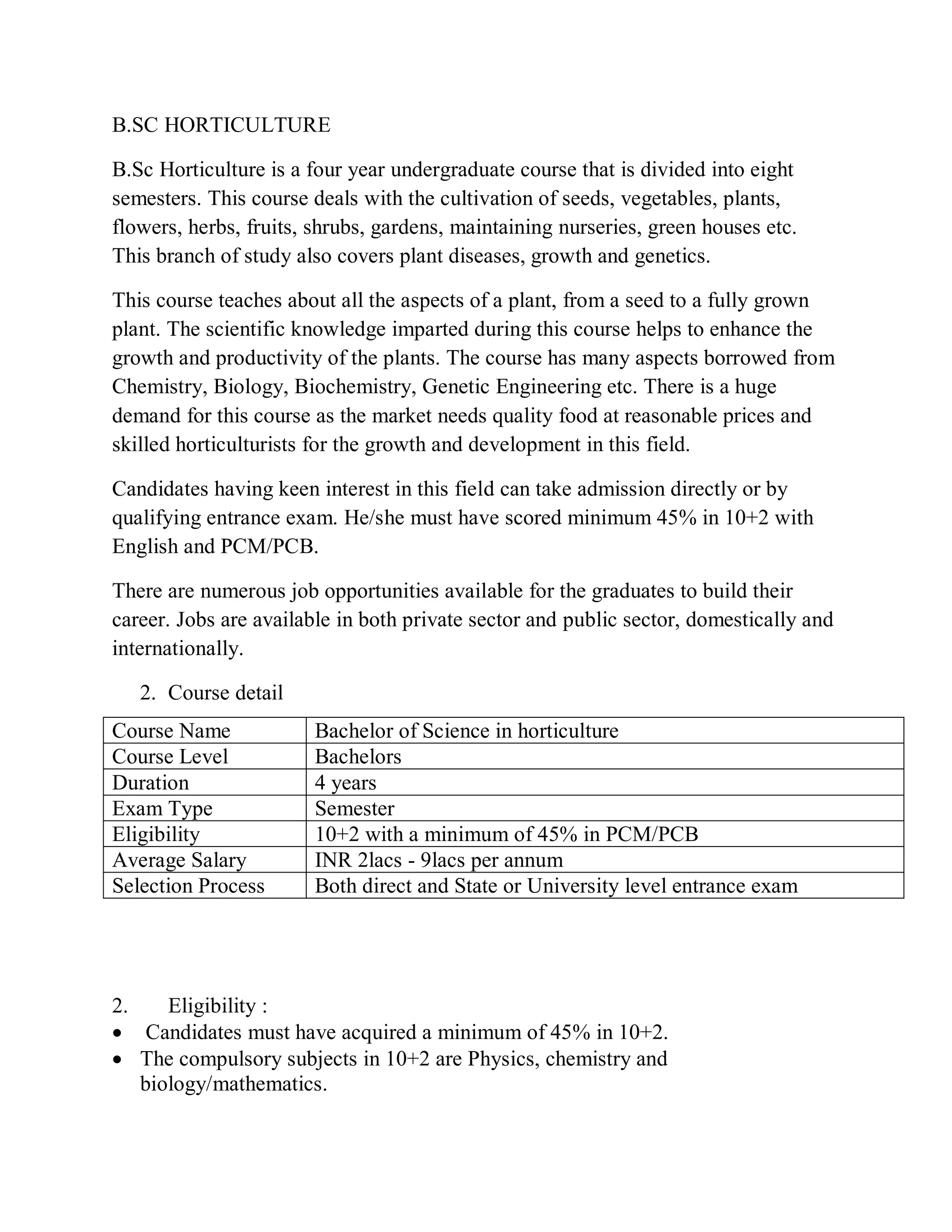 Bsc horticulture | PDF
