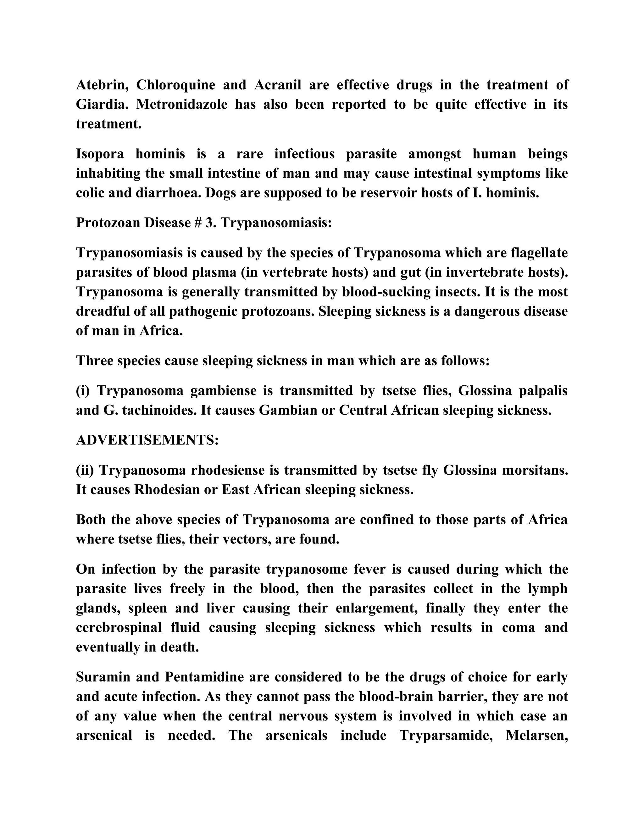 Protozoan and human disease for bsc 1st year | DOC