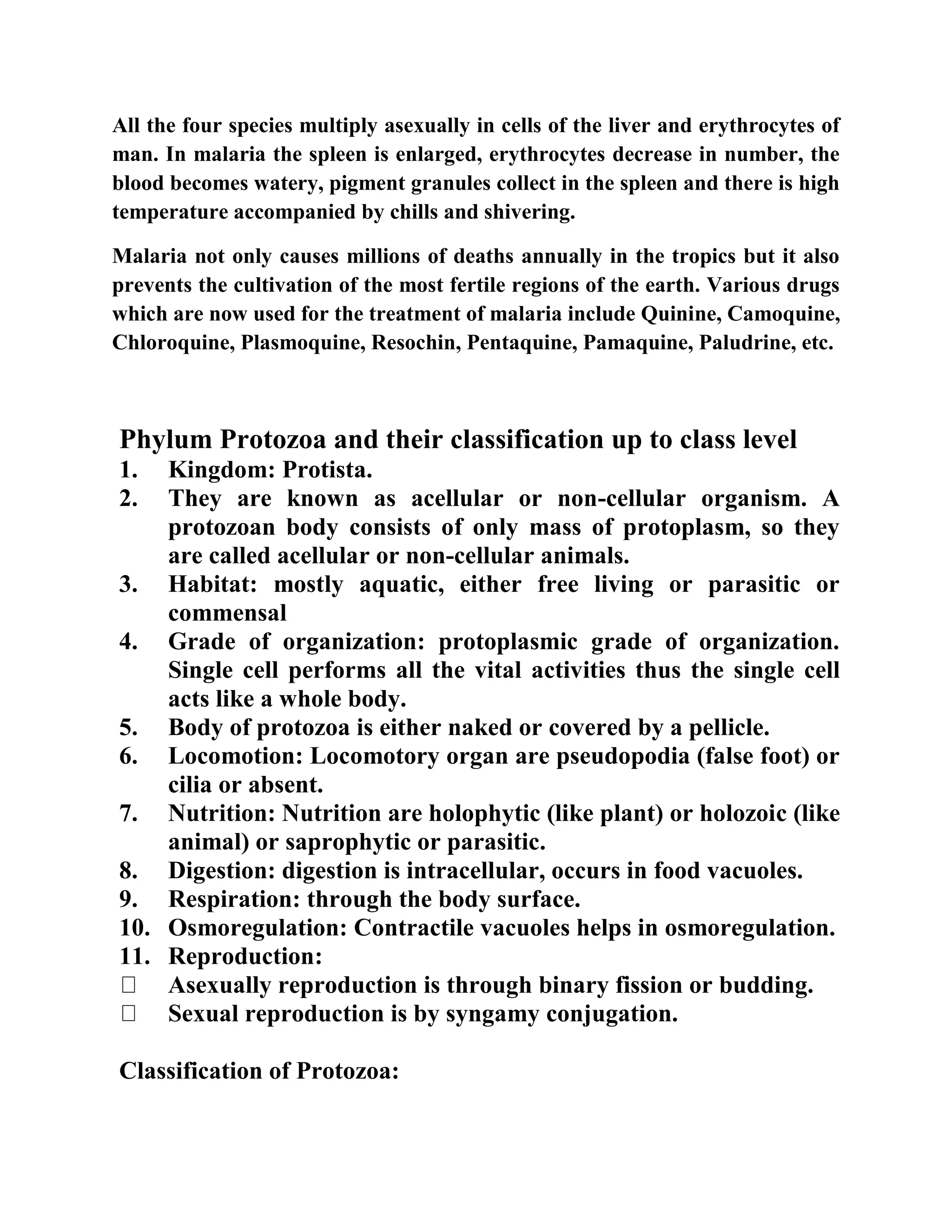 Protozoan and human disease for bsc 1st year | DOC