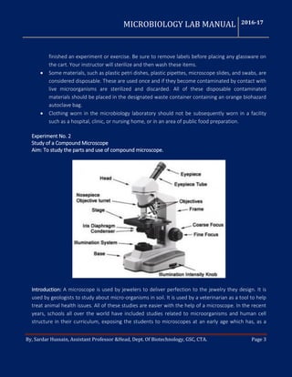 B sc I sem BIOTECHNOLOGY/MICROBIOLOGY lab manual | PDF