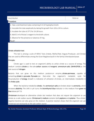 B sc I sem BIOTECHNOLOGY/MICROBIOLOGY lab manual | PDF