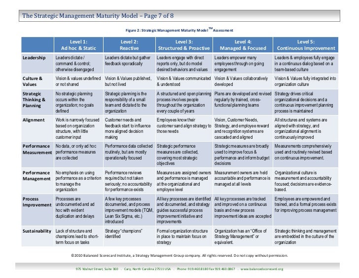 Bsci Strategic Management Maturity Model
