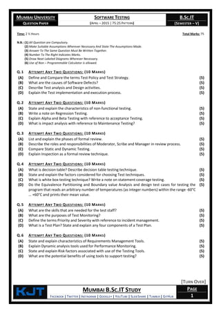 B.Sc.IT: Semester – V (April - 2015) [75:25 Pattern | Question Paper] | PDF