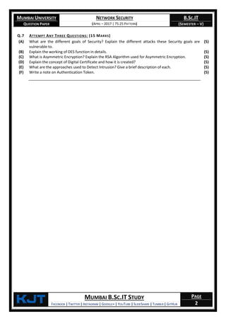 B.Sc.IT: Semester – V (April - 2017) [75:25 Pattern | Question Paper] | PDF