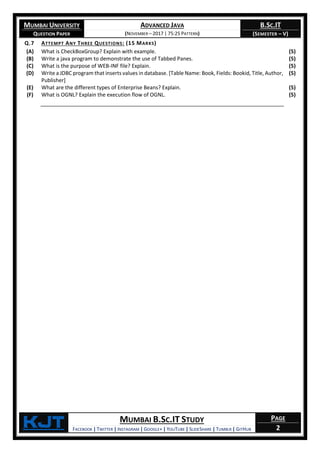 B.Sc.IT: Semester - V (November - 2017) [75:25 Pattern | Question Paper ...