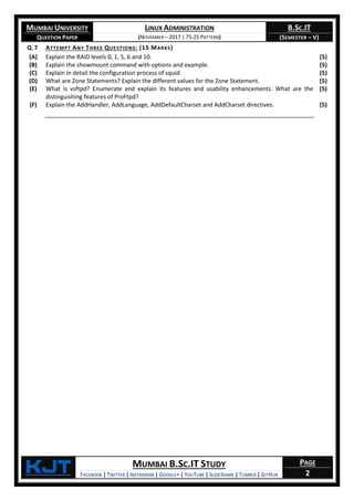 B.Sc.IT: Semester - V (November - 2017) [75:25 Pattern | Question Paper] | PDF | Educational ...