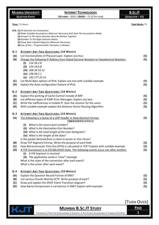 B.Sc.IT: Semester - VI (October - 2016) [CBSGS - 75:25 Pattern ...