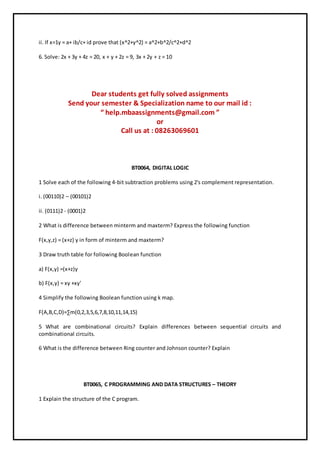 Bsc it summer 2015 solved assignments | PDF