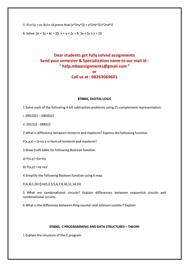 Bsc it summer 2015 solved assignments | PDF