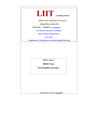 Bsc it syit sem 3 dbms unit 1 notes for download | PDF