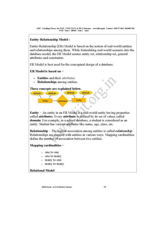 Bsc it syit sem 3 dbms unit 1 notes for download | PDF
