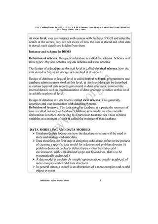 Bsc it syit sem 3 dbms unit 1 notes for download | PDF