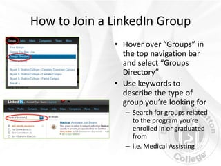 Joining, Searching, & Interacting on LinkedIn Groups | PPTX | Social ...