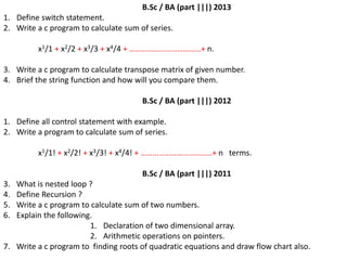 Bsc math previous exam quetions | PPTX | Programming Languages | Computing