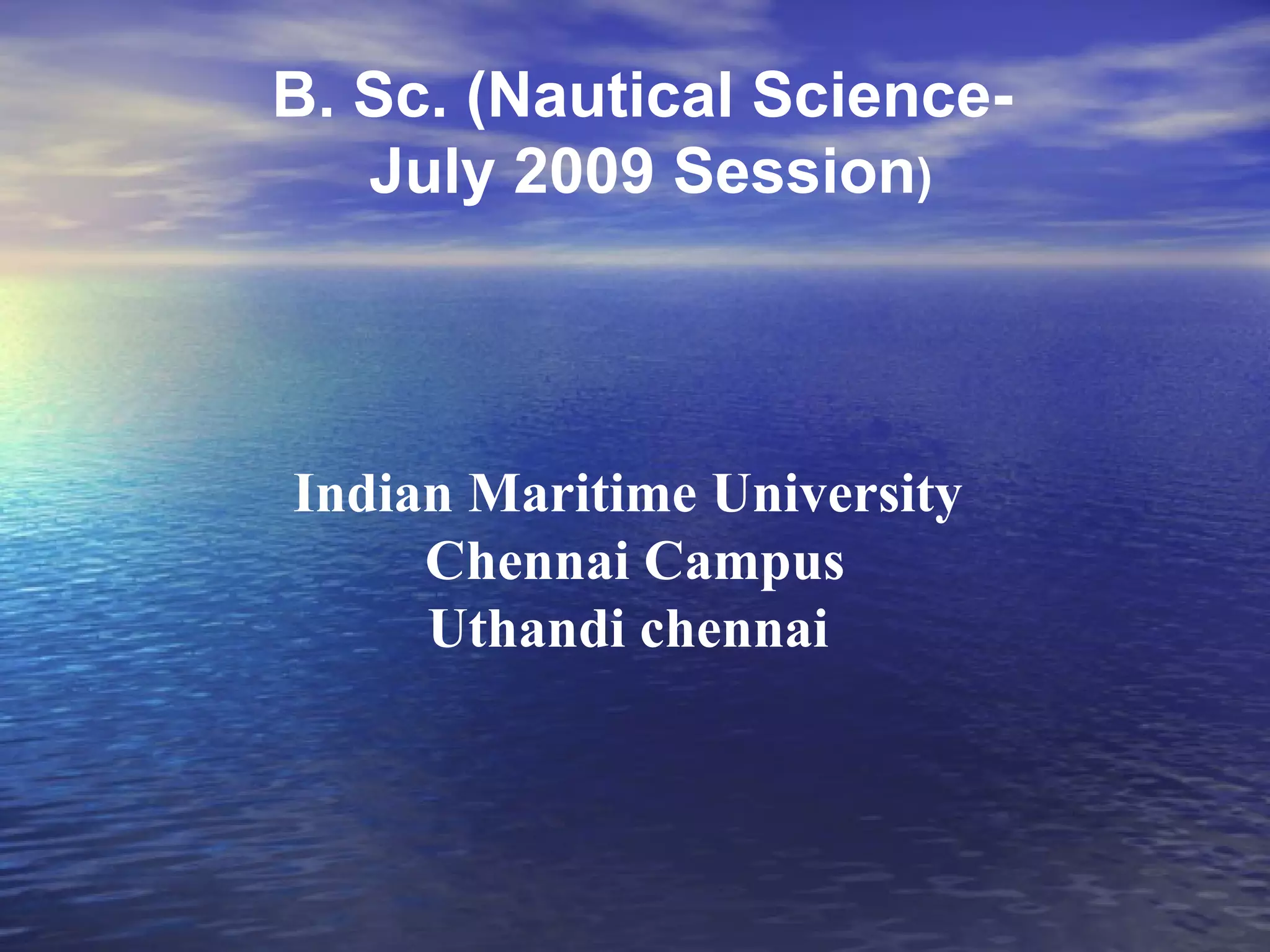 Bsc Nautical Science Presentation | PPT
