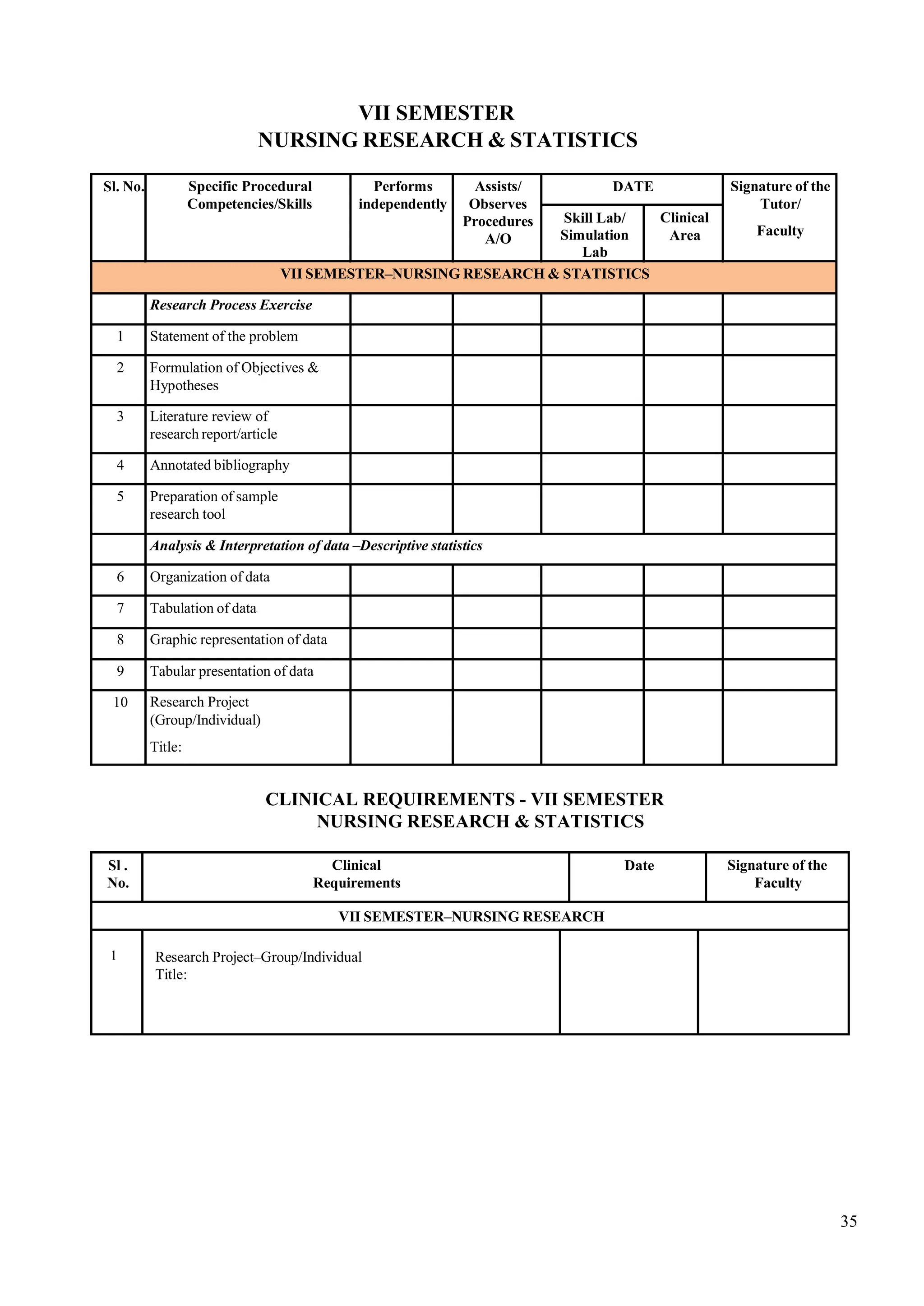Clinical Logbook/Practical Record Book for BSc Nursing Programme | PDF