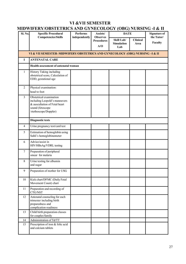Clinical Logbook/Practical Record Book for BSc Nursing Programme | PDF