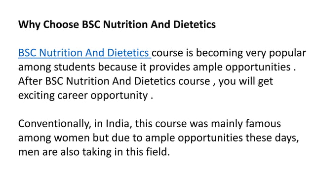 BSC Nutrition And Dietetics | PPTX