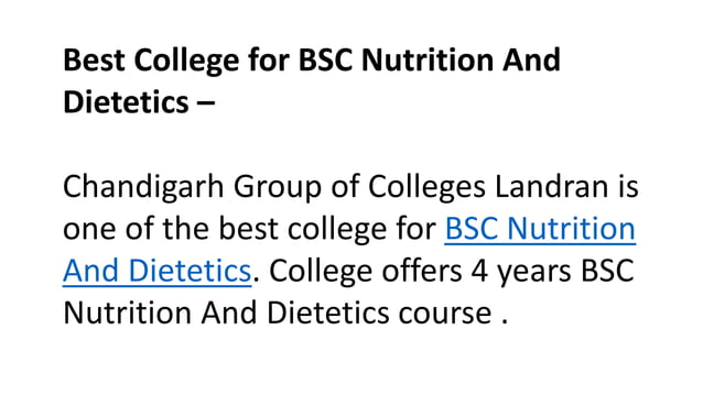BSC Nutrition And Dietetics | PPTX