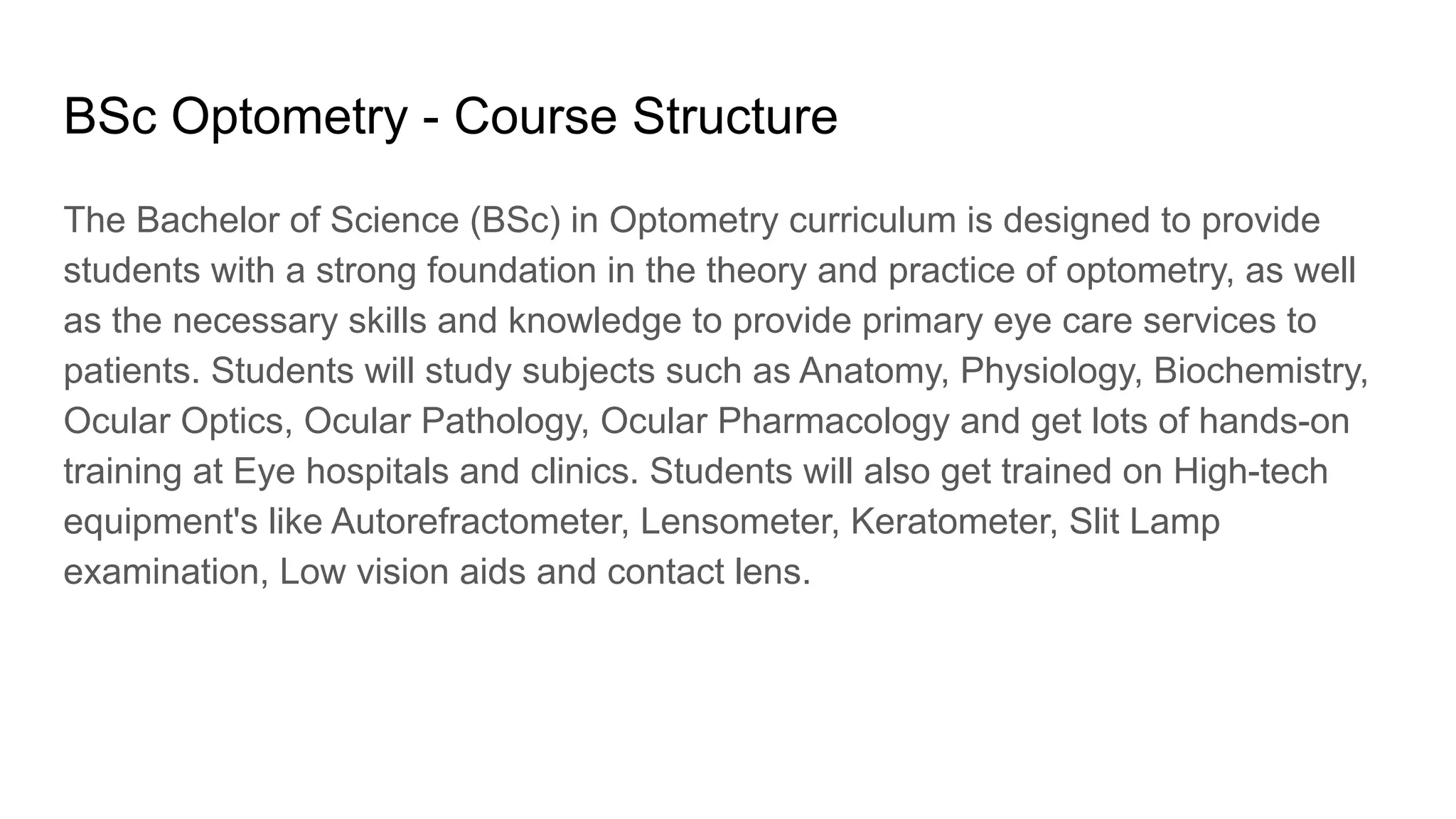 BSc of Optometry | PDF