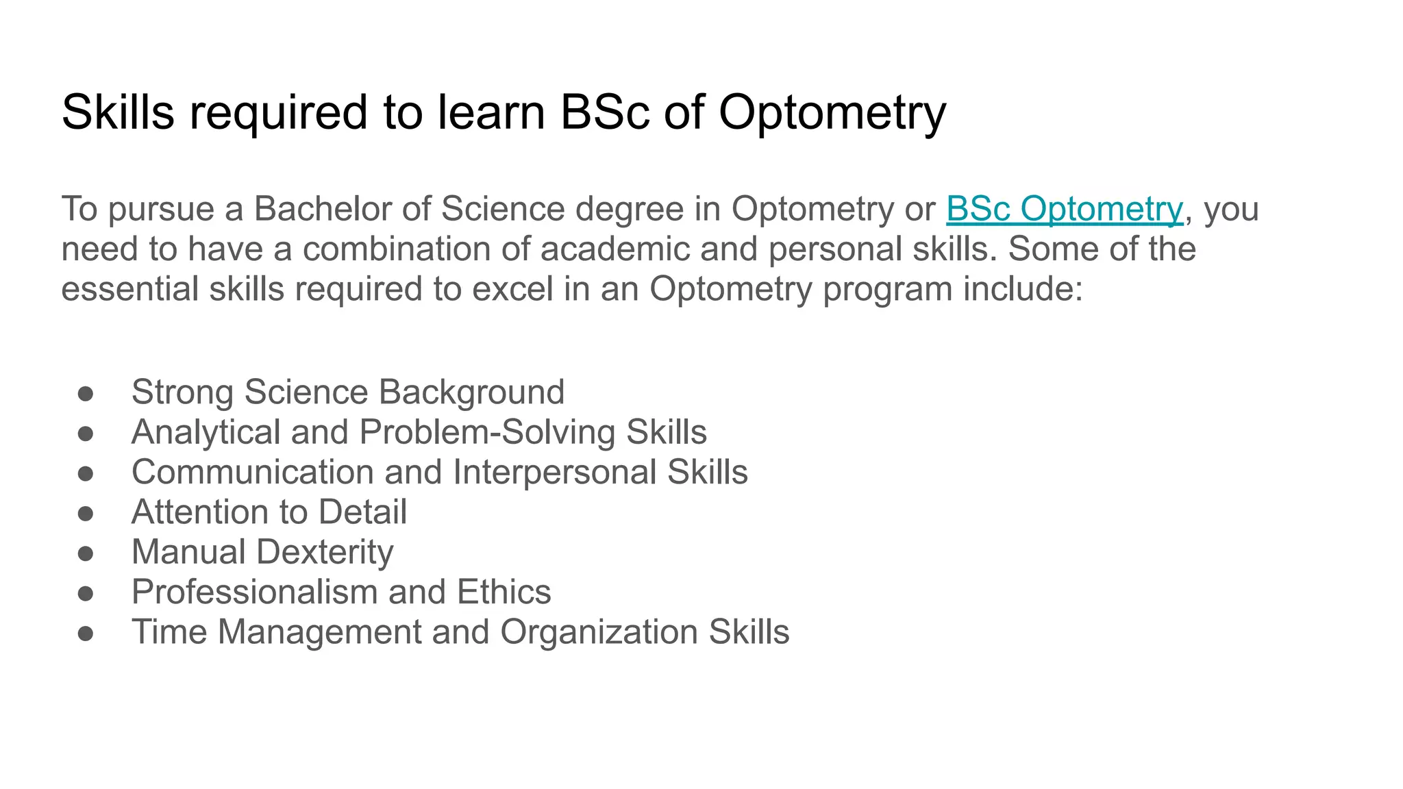 BSc of Optometry | PDF