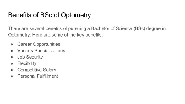 BSc of Optometry | PPTX