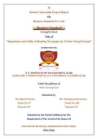 "Importance and Utility of Reading Newspaper by Various Target Groups ...