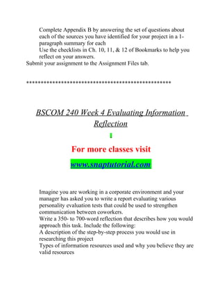 Bscom 240 Enhance teaching / snaptutorial.com