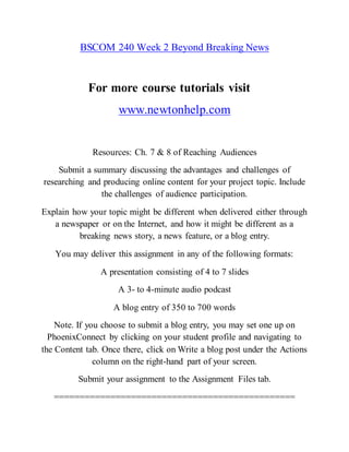 BSCOM 240 Expect Success/newtonhelp.com