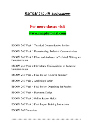 Bscom 260 Education Specialist-snaptutorial.com