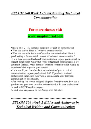 Bscom 260 Education Specialist-snaptutorial.com