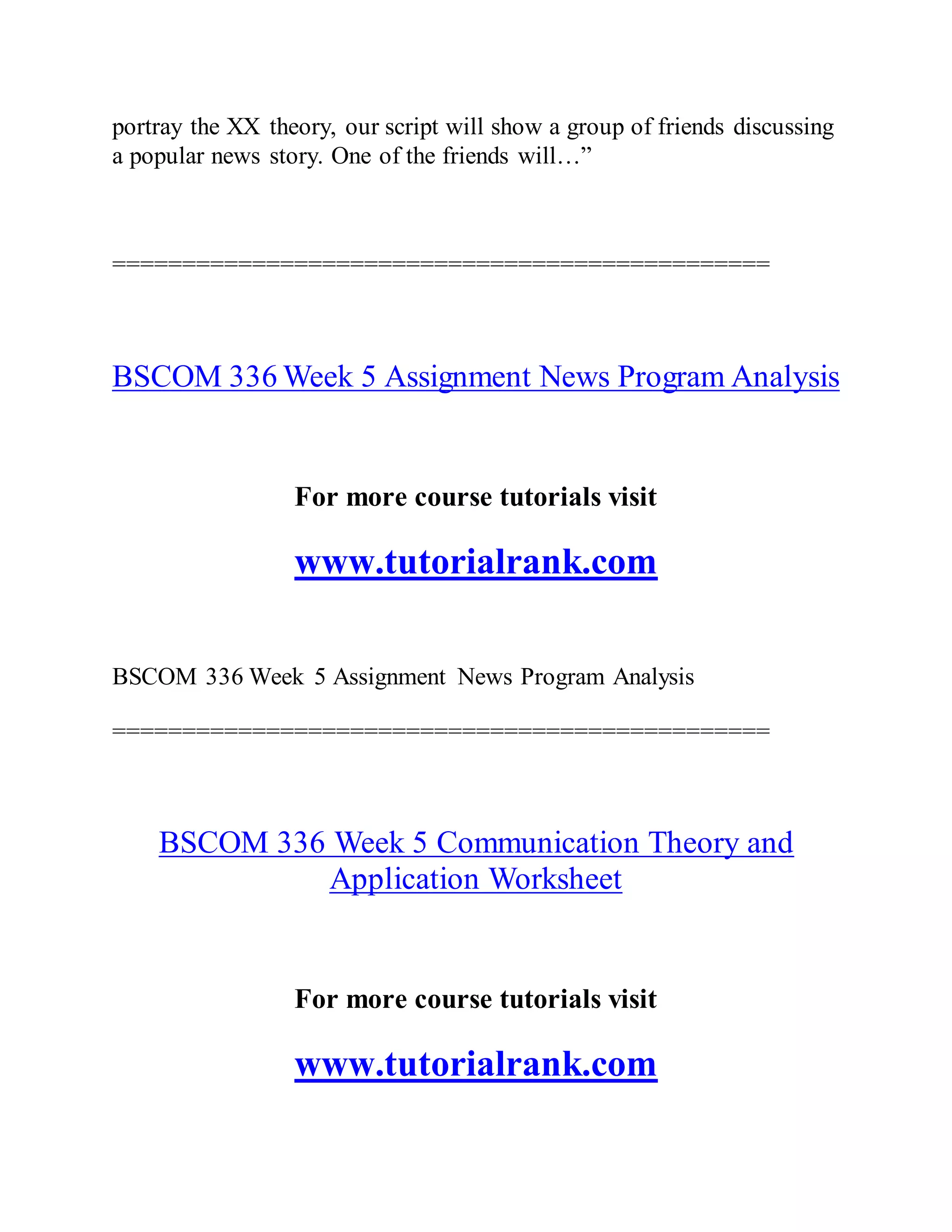BSCOM 336 Effective Communication/tutorialrank.com