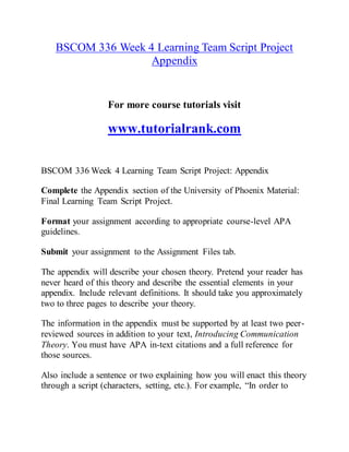 BSCOM 336 Effective Communication/tutorialrank.com