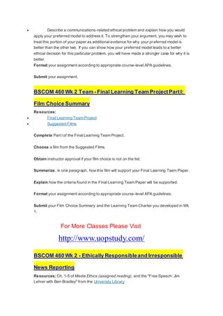 Bscom 460 bscom460 bscom 460 education for service uopstudy.com