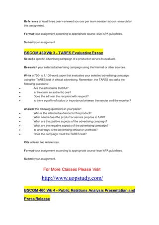 Bscom 460 bscom460 bscom 460 education for service uopstudy.com