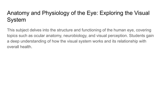 BSc Optometry_ Unveiling the World of Vision Science | PDF | Eye and ...