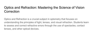 BSc Optometry_ Unveiling the World of Vision Science | PDF | Eye and ...