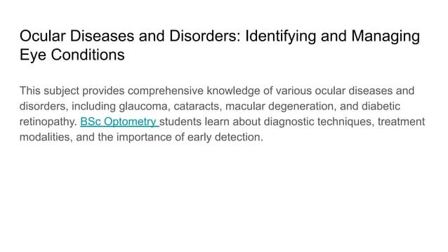 BSc Optometry_ Unveiling the World of Vision Science | PDF | Eye and ...