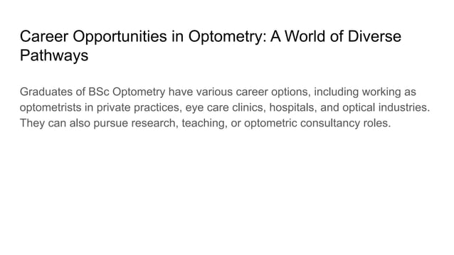 BSc Optometry_ Unveiling the World of Vision Science | PDF | Eye and ...