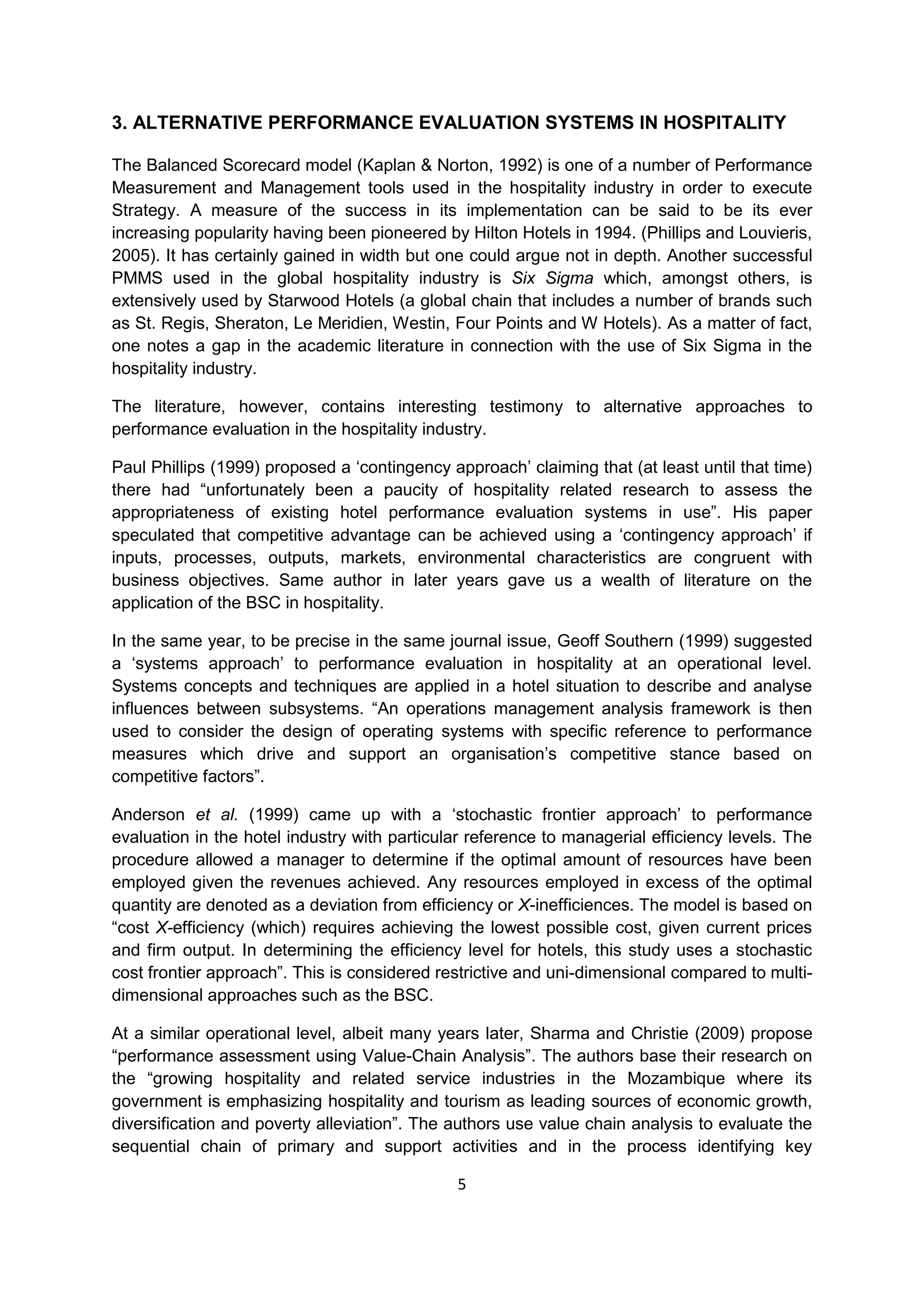 Bsc performance evaluation in hospitality industry (alfred quintano) | PDF