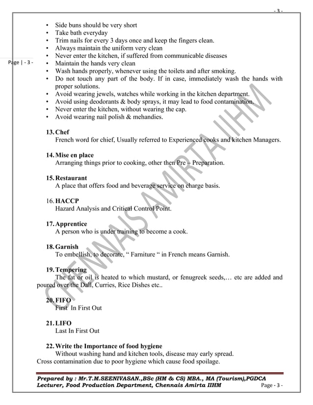 Bsc FOOD PRODUCTION question and answer | PDF | Cooking | Food & Drink