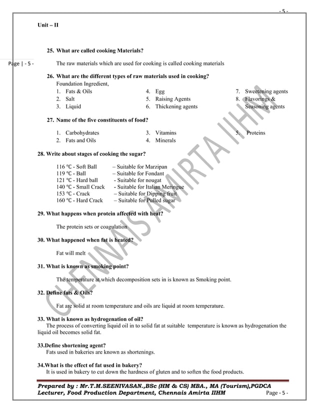 Bsc FOOD PRODUCTION question and answer | PDF | Cooking | Food & Drink