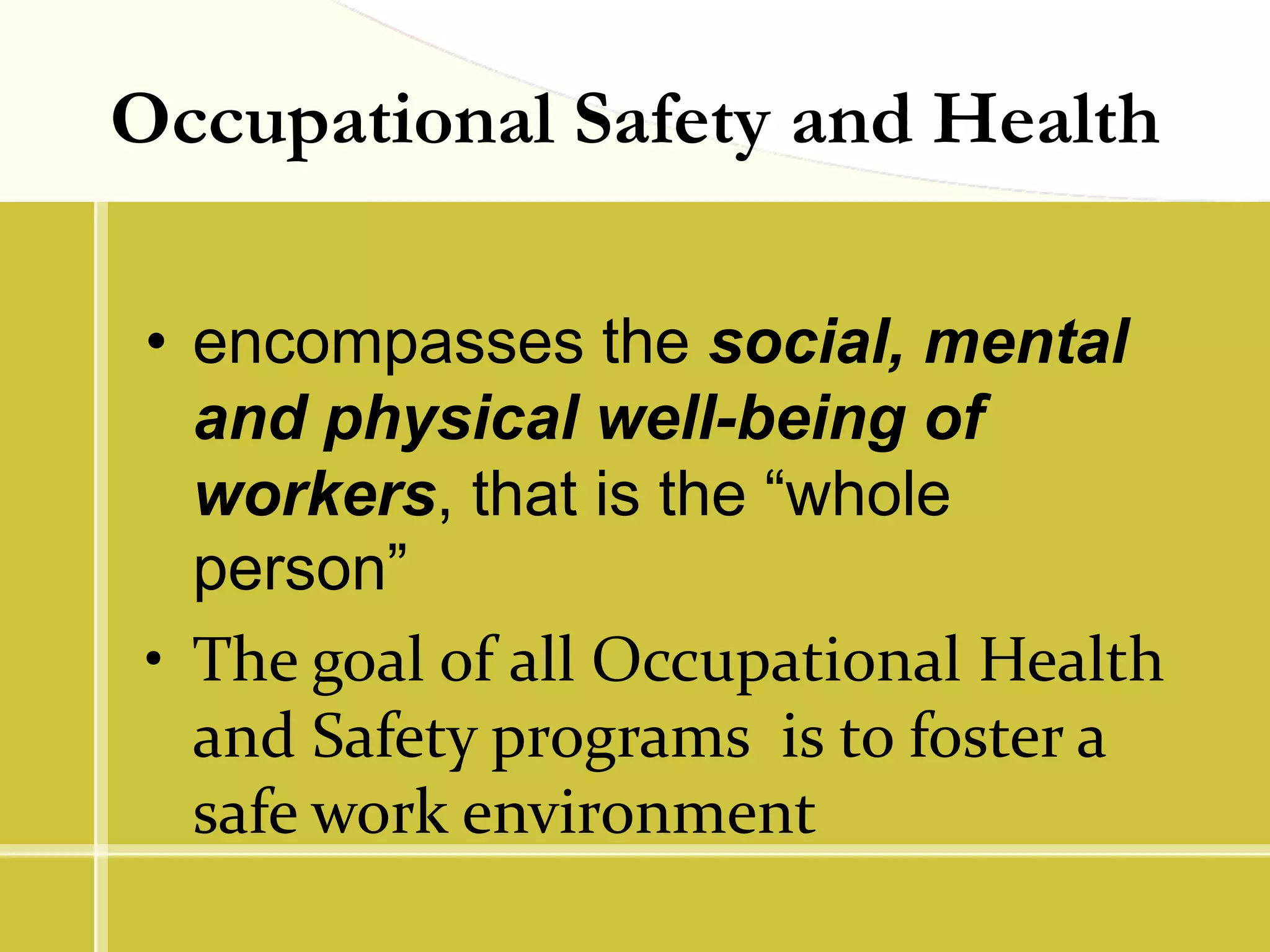 Basic Occupational, Safety and Health | PPT