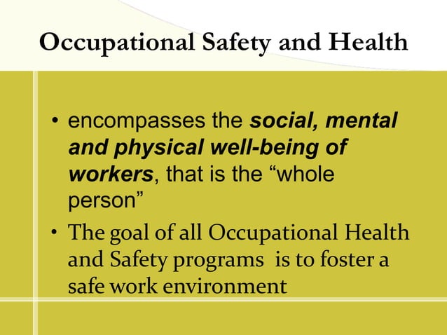 Basic Occupational, Safety and Health | PPT | Indoor Environmental ...