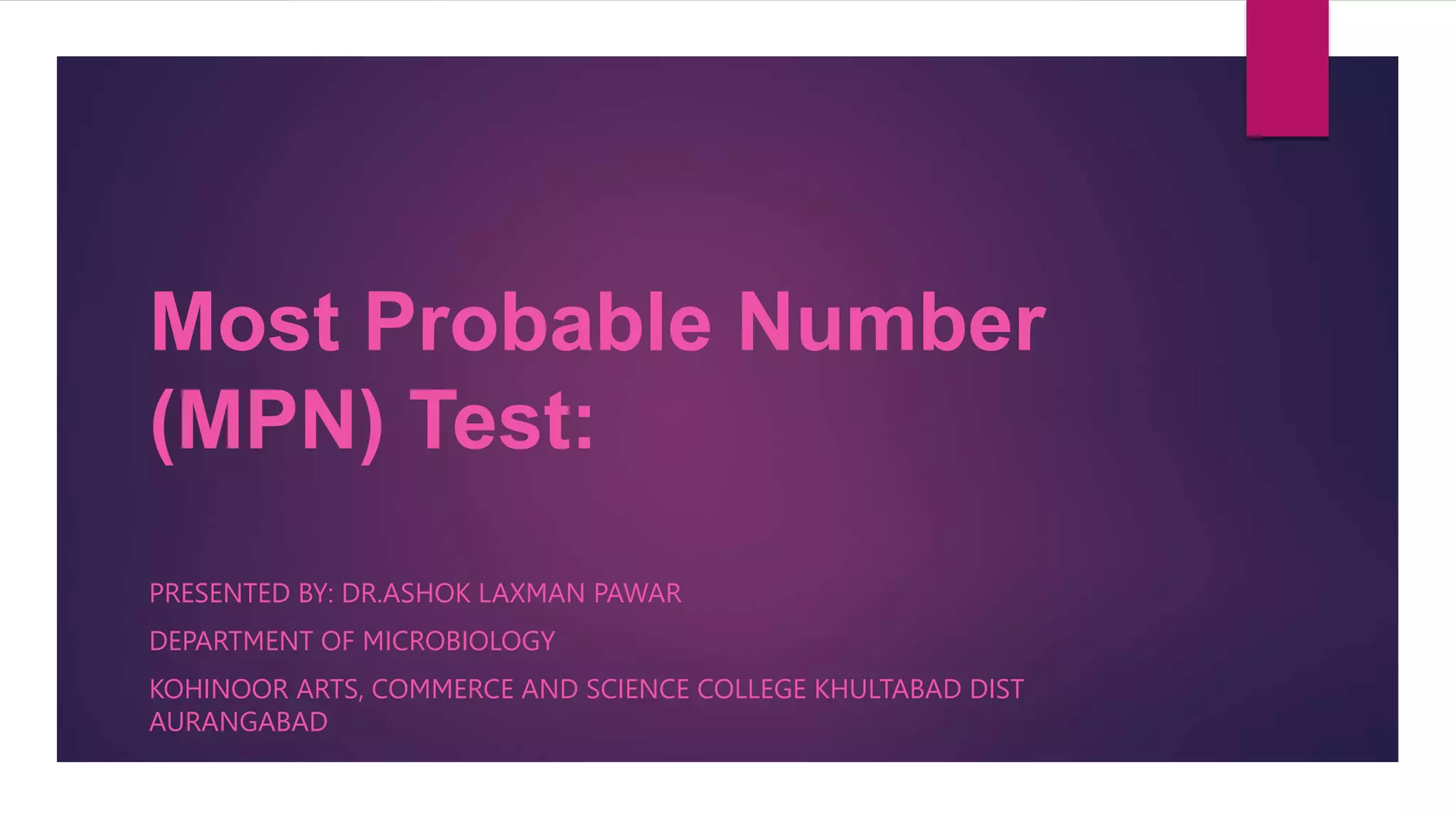 BSc Sy MPN Test Kohinoor College Khultabad.pptx