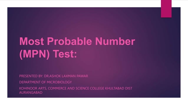 BSc Sy MPN Test Kohinoor College Khultabad.pptx