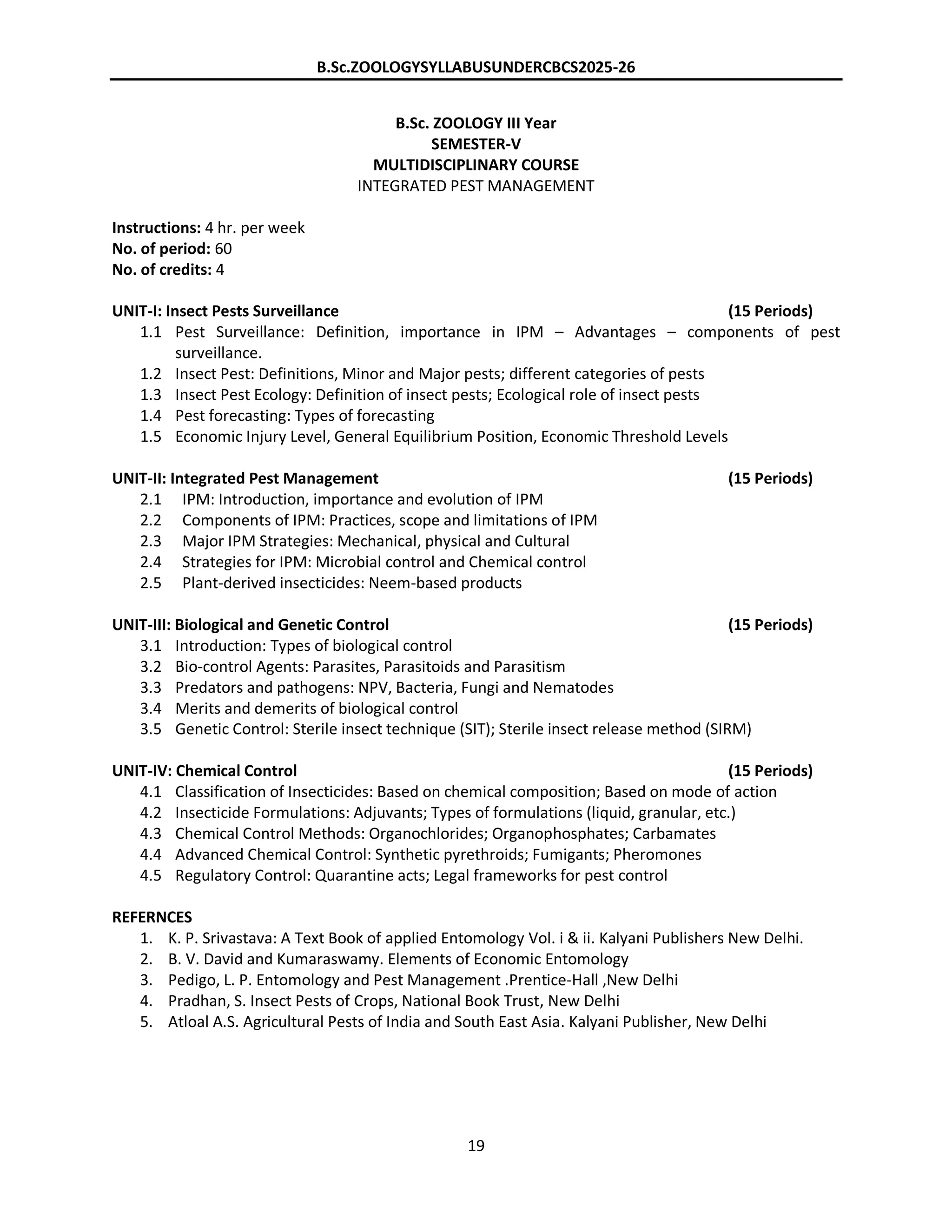 BSc Zoology UG CBCS Syllabus WEF AY 2025-26 | PDF